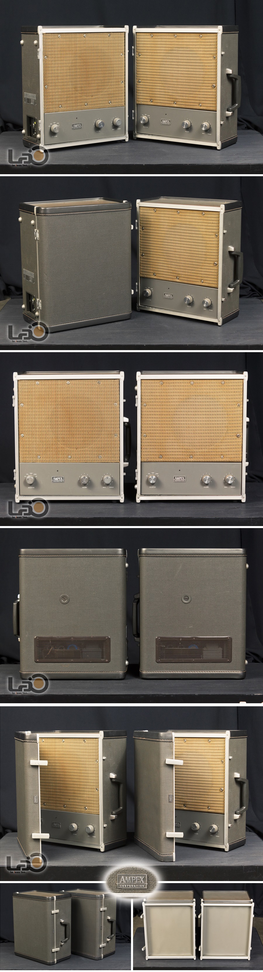 AMPEX MODEL 692 tube amplifier internal organs suitcase speaker pair ...