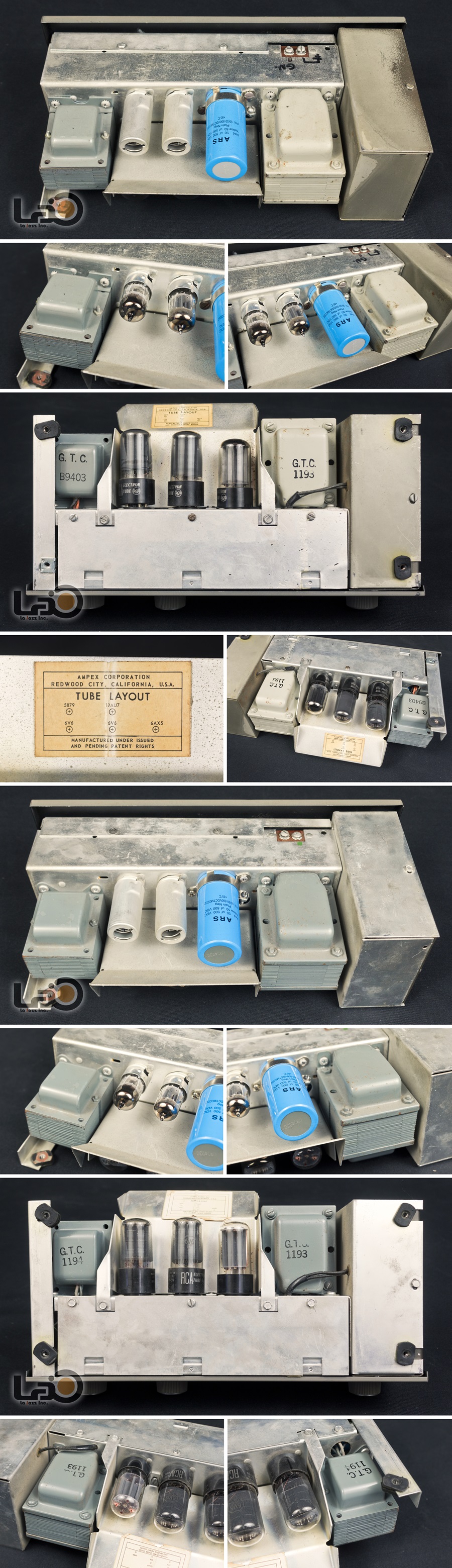 AMPEX MODEL 692 tube amplifier internal organs suitcase speaker pair ...